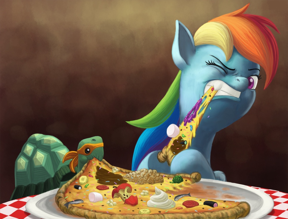 #6824 - safe, artist:dalapony, rainbow dash, tank, fish, pegasus, pony ...