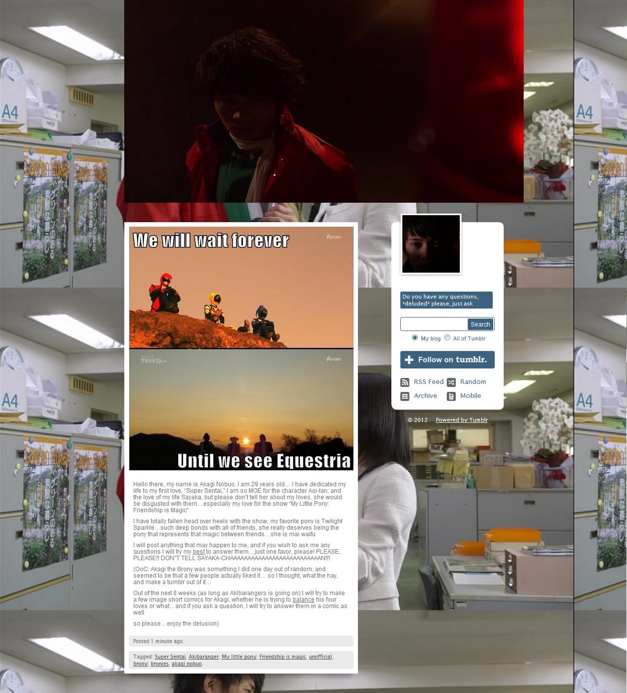 #11684 - safe, akagi nobuo, akagi the brony, akibarangers, ask, no pony ...