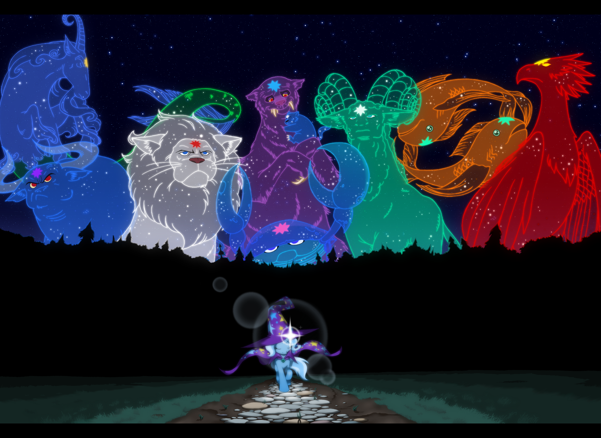 #15642 - safe, artist:paradise-wonder, trixie, crab, giant crab ...