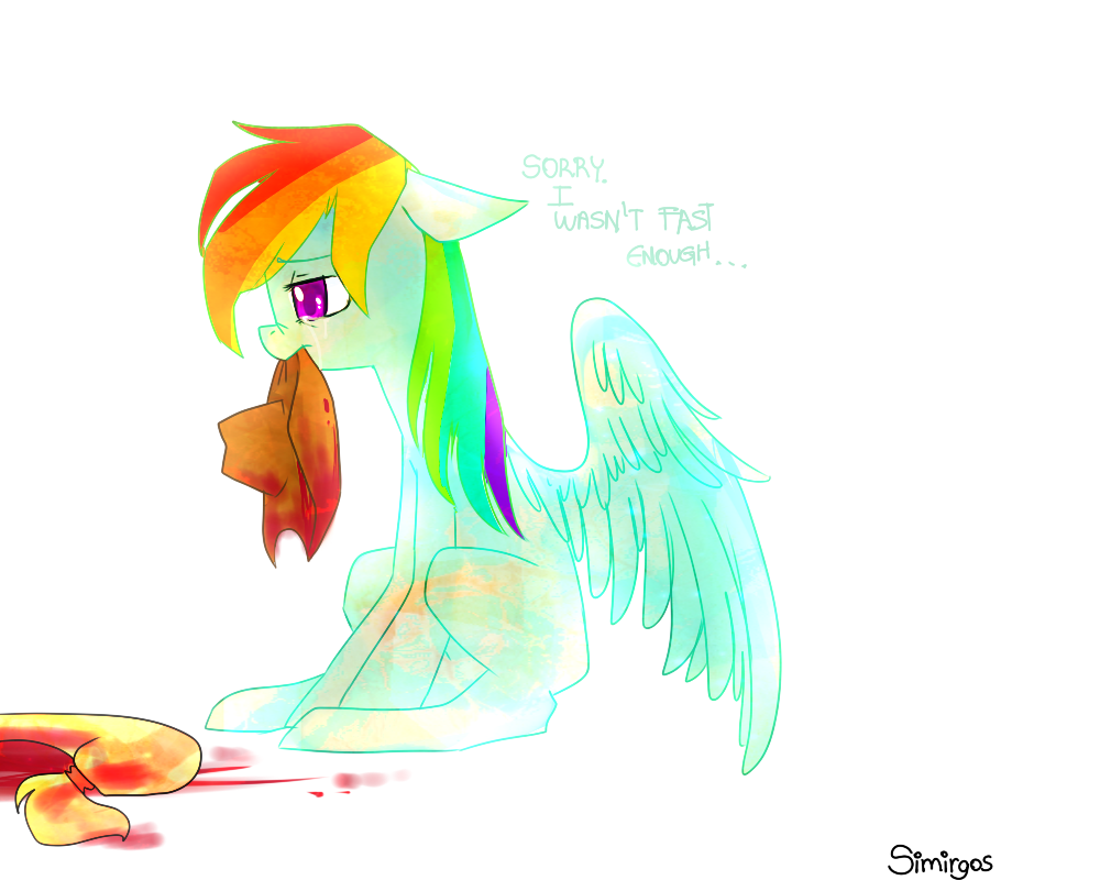 #18889 - grimdark, artist:simirgos, applejack, rainbow dash, earth pony ...