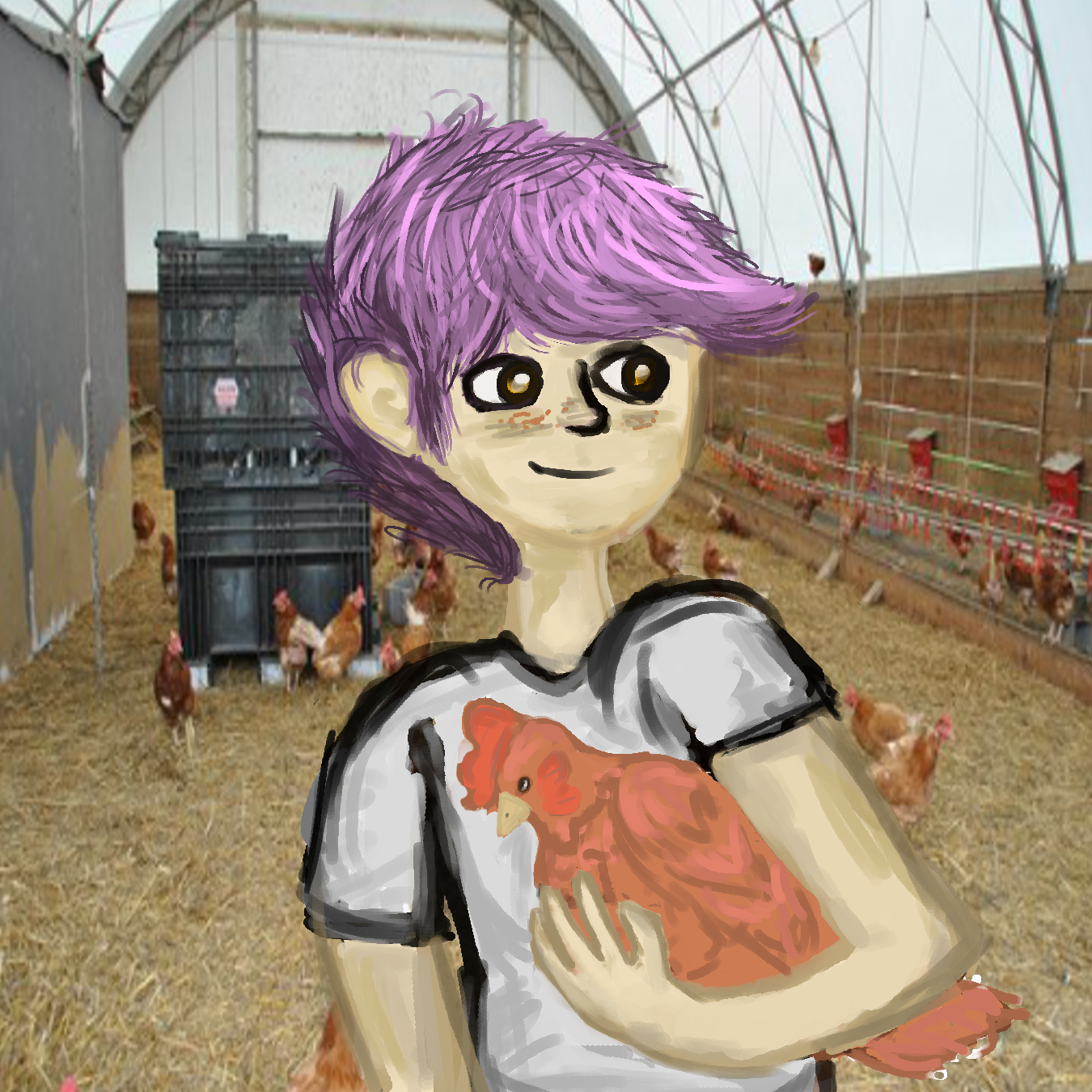 #21220 - artist needed, safe, scootaloo, bird, chicken, human, farm ...