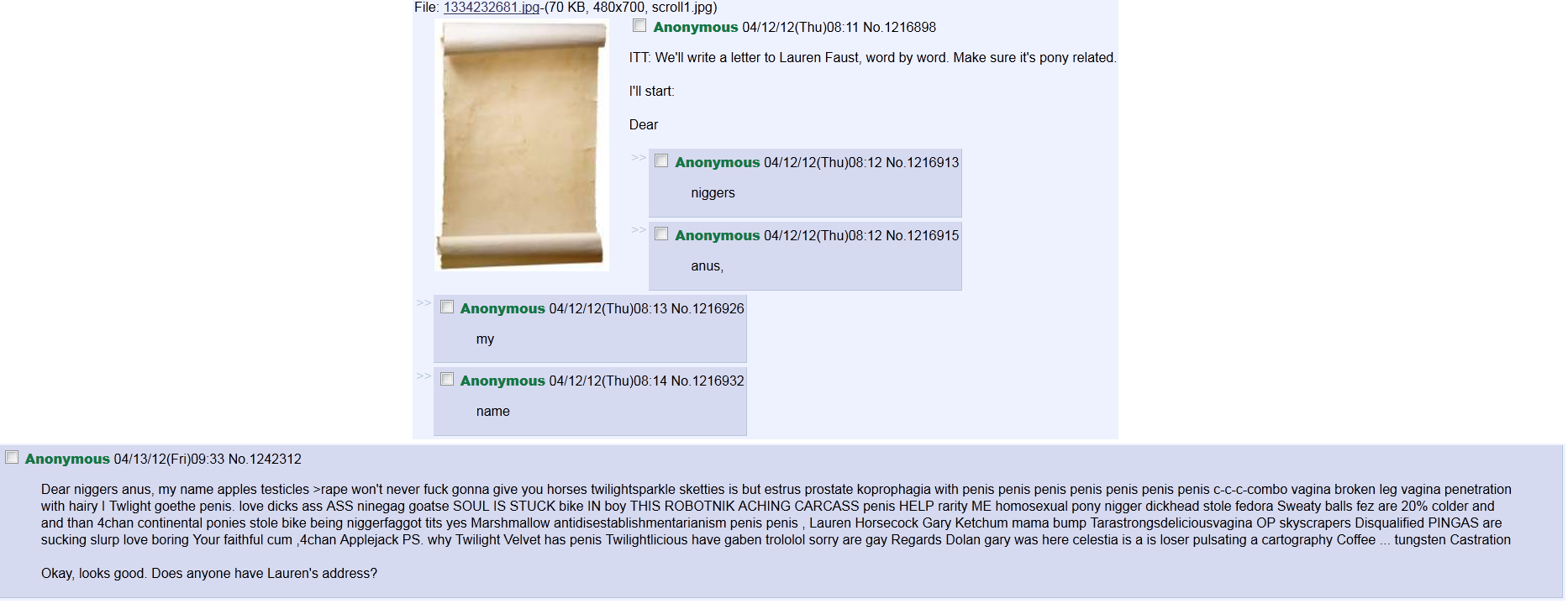 #21464 - questionable, /mlp/, 4chan, 4chan screencap, letter to lauren ...