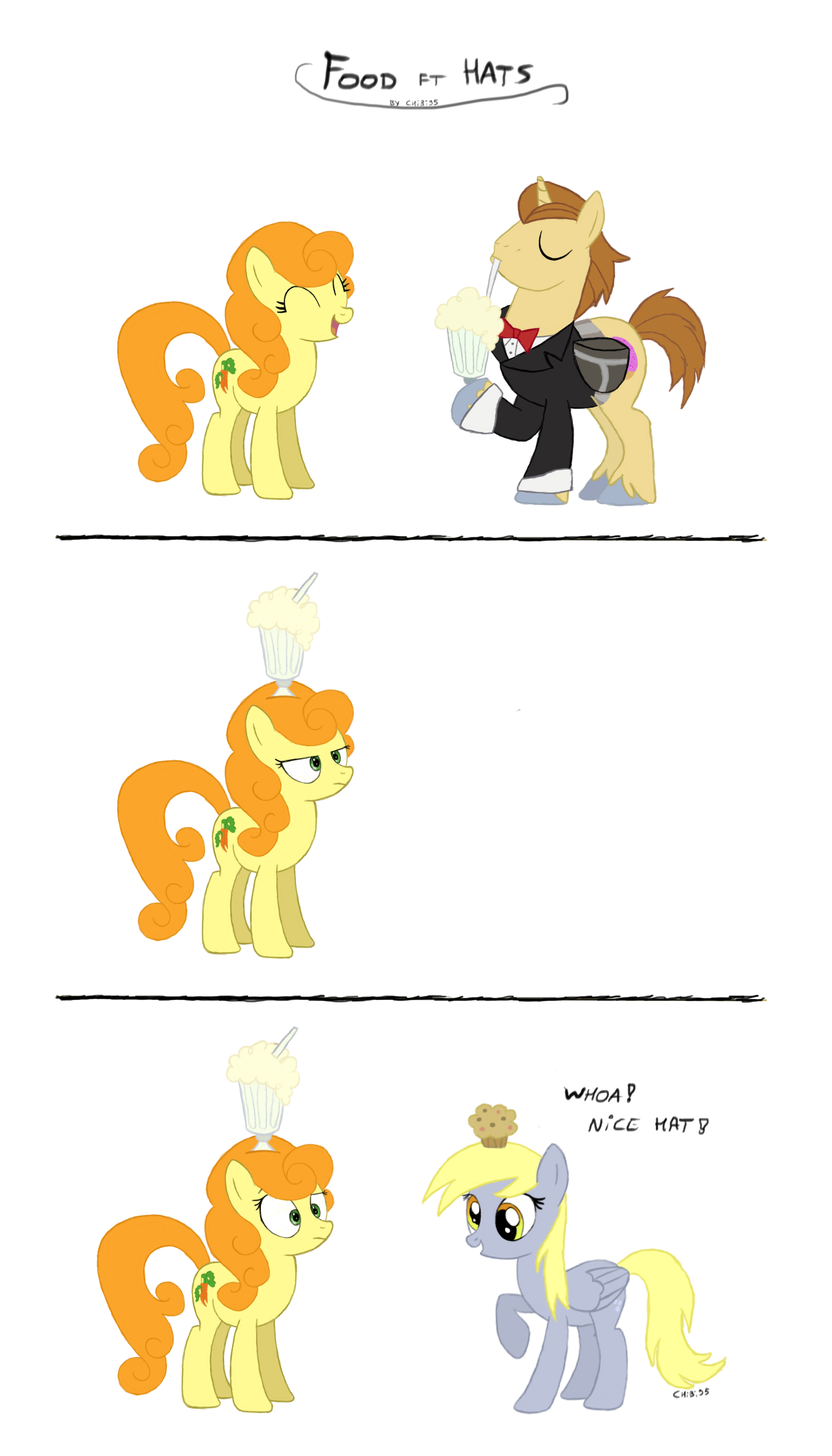 #39153 - safe, artist:chibi95, carrot top, con mane, derpy hooves ...