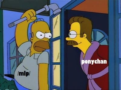 #39569 - safe, /mlp/, duo, homer simpson, meta, ned flanders, ponychan ...