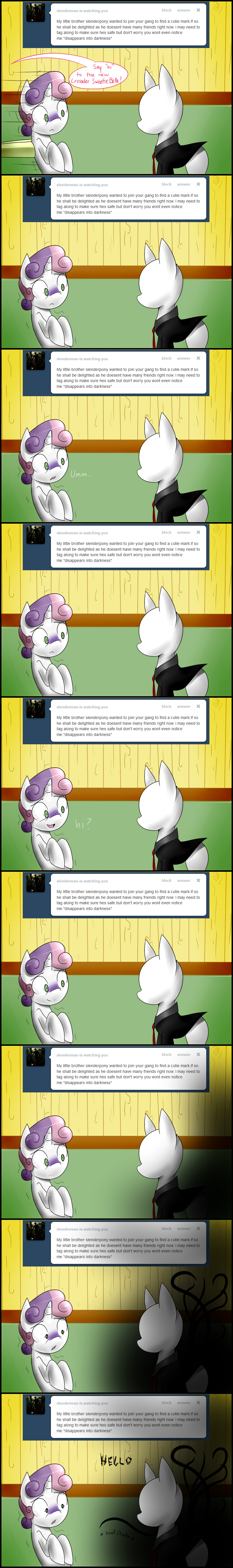 #45924 - safe, artist:starykrow, sweetie belle, ask the cmc, slenderman ...