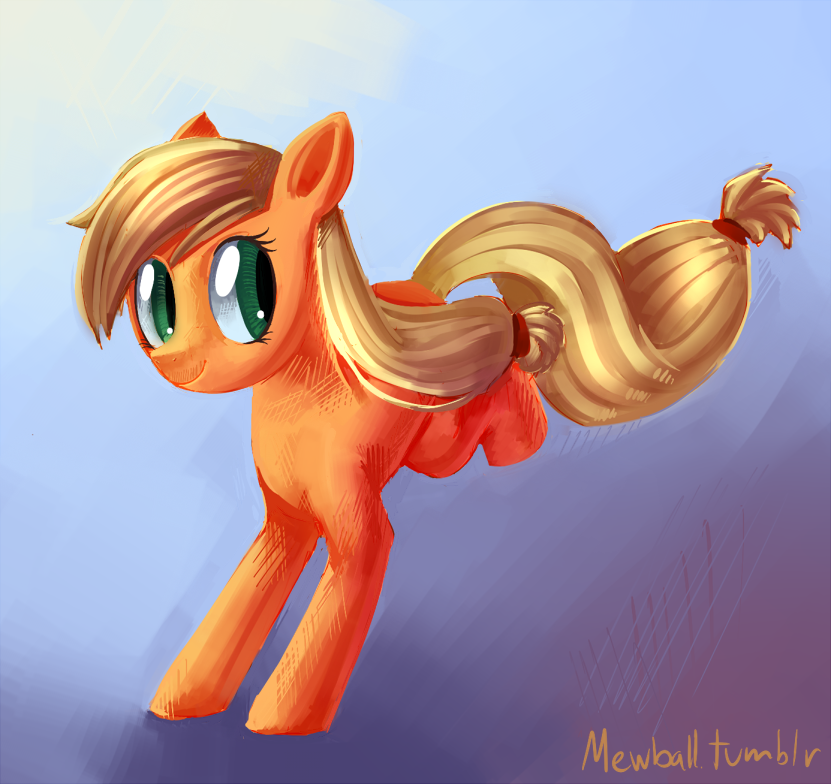 #62024 - safe, artist:mewball, applejack, pony, bucking, female, solo ...