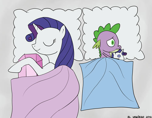 #31022 - safe, artist:el-yeguero, rarity, spike, bed, sleeping - Derpibooru