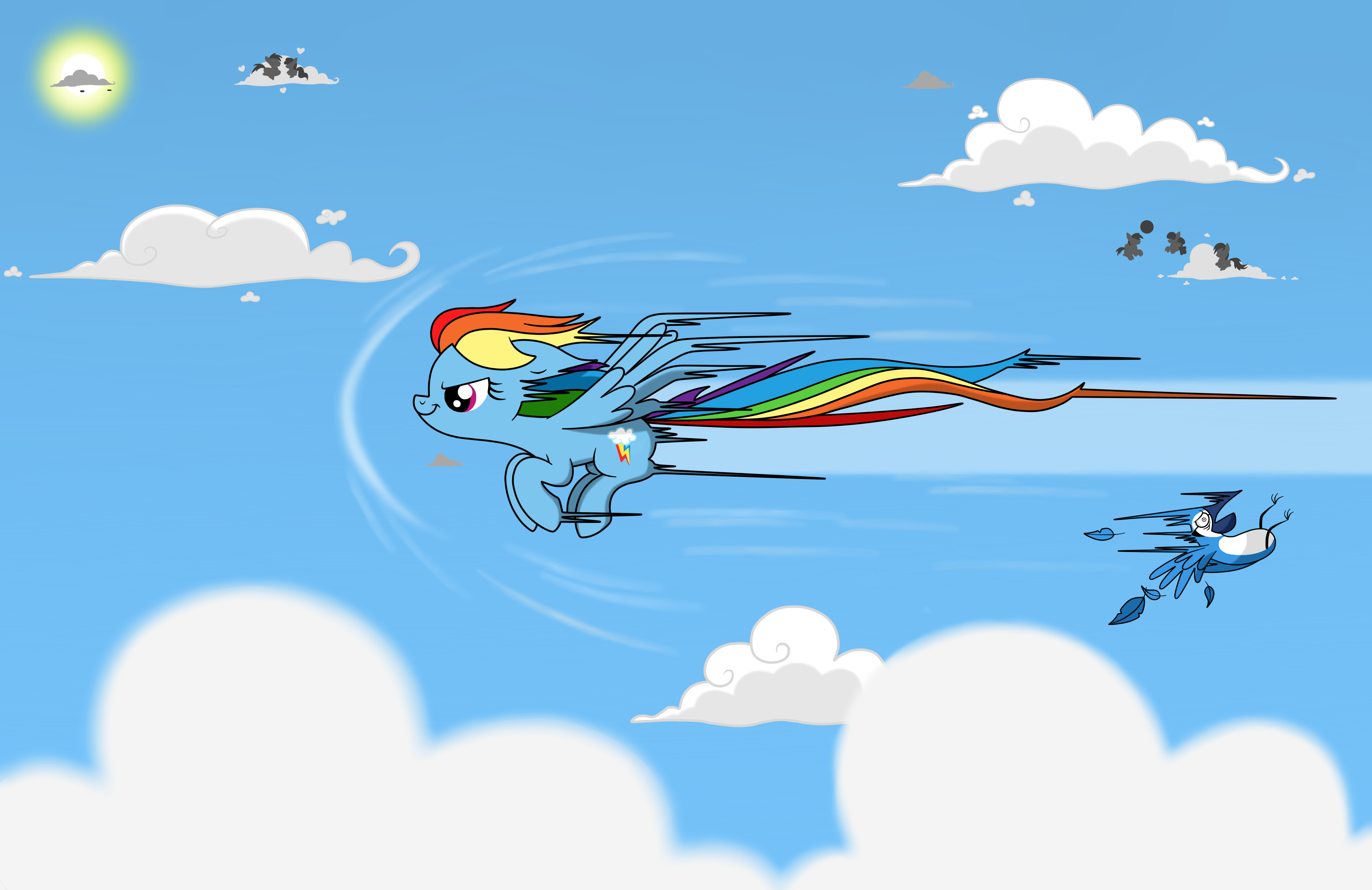 #79139 - safe, artist:doctorwhome, rainbow dash, bird, high res ...