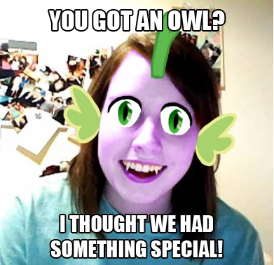 #81224 - safe, spike, creepy, forced meme, meme, overly attached ...