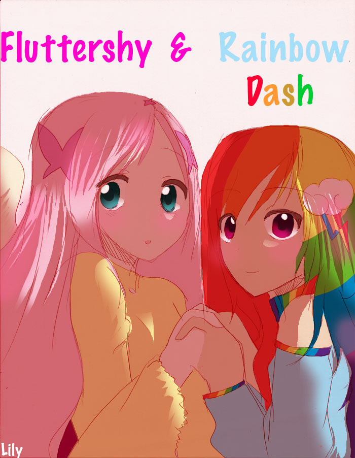 #94373 - safe, artist:angelily-tan, fluttershy, rainbow dash, human ...