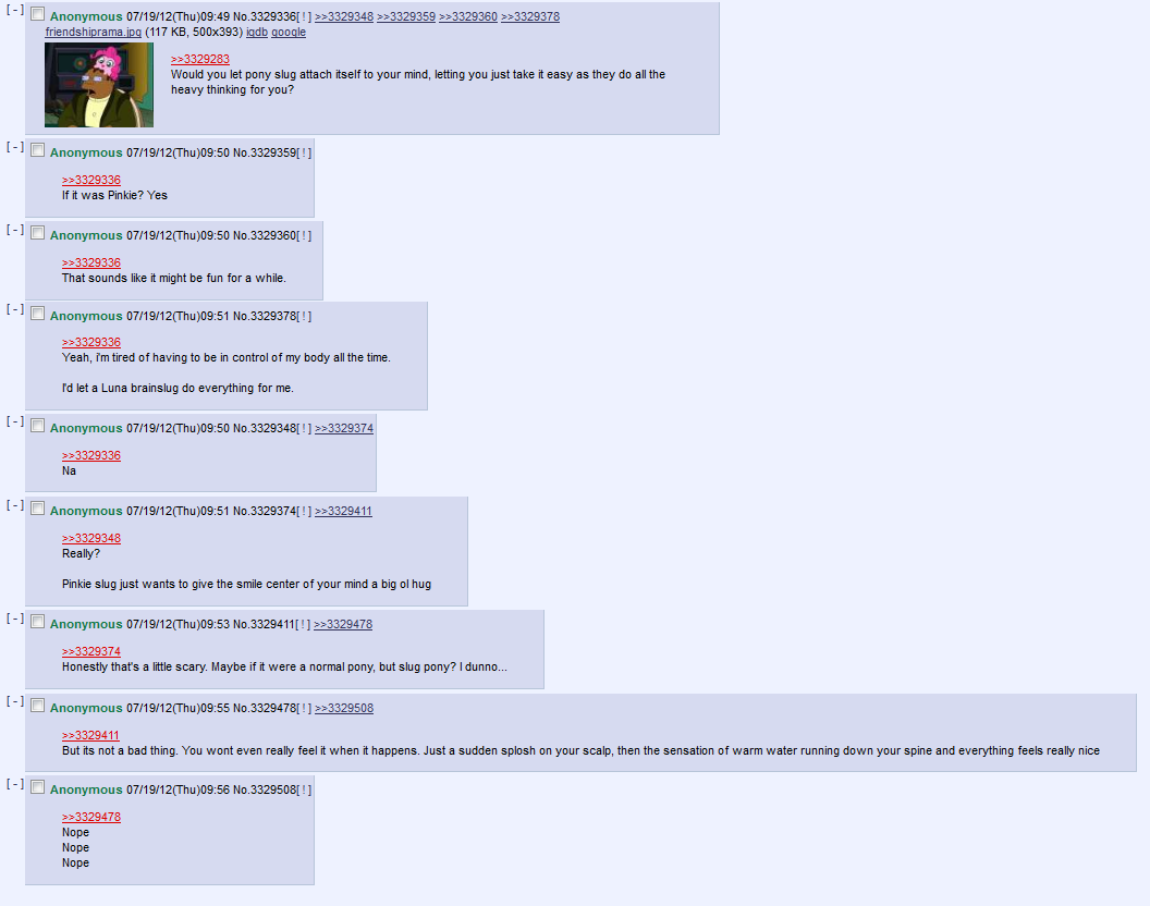 #103151 - safe, pinkie pie, slug, 4chan, 4chan screencap, brain slug ...