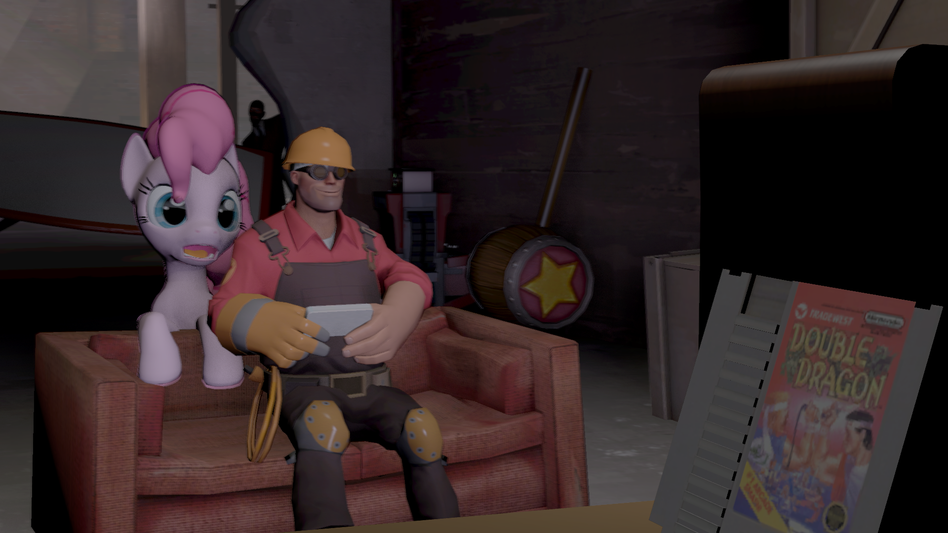 #93038 - artist needed, safe, pinkie pie, 3d, crossover, double dragon, engineer, source ...