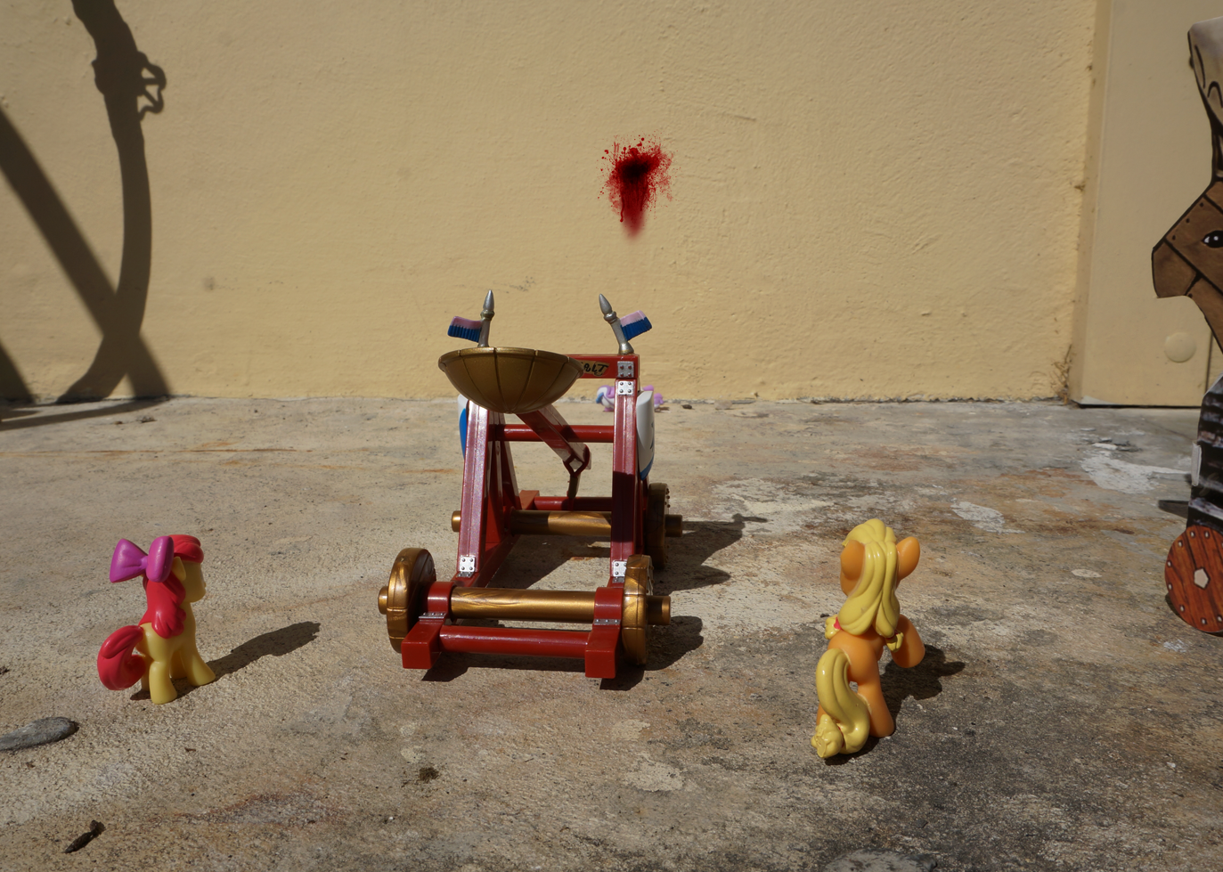 #221159 - semi-grimdark, apple bloom, applejack, blind bag, blood ...