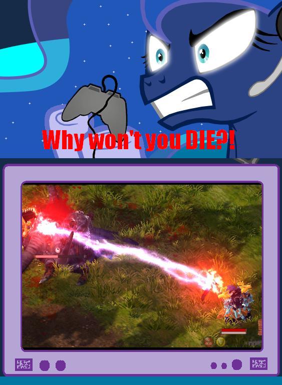 #227134 - safe, princess luna, shoggoth, gamer luna, angry, exploitable ...