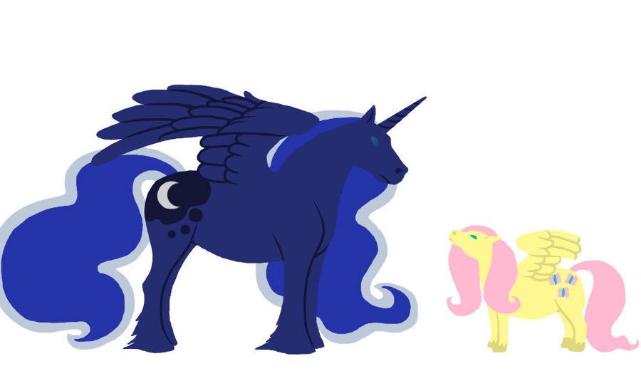 #201596 - safe, artist:kibi-no-hachi, fluttershy, princess luna ...