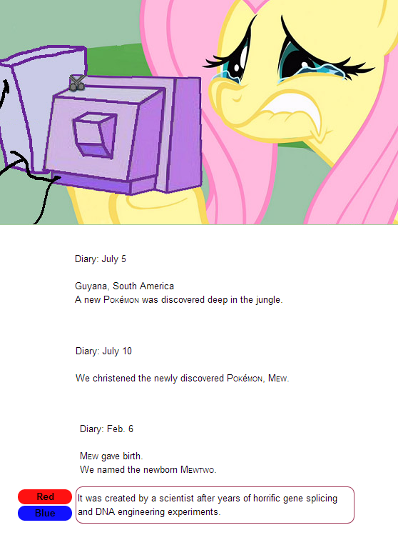 #446309 - safe, fluttershy, mew, mewtwo, g4, crying, exploitable meme ...