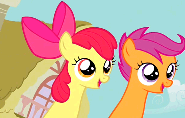 #452522 - safe, screencap, apple bloom, scootaloo, pony, g4, hearts and ...