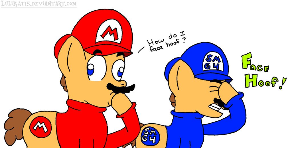 #462092 - safe, artist:lulikat15, derp, facehoof, male, mario, ponified ...