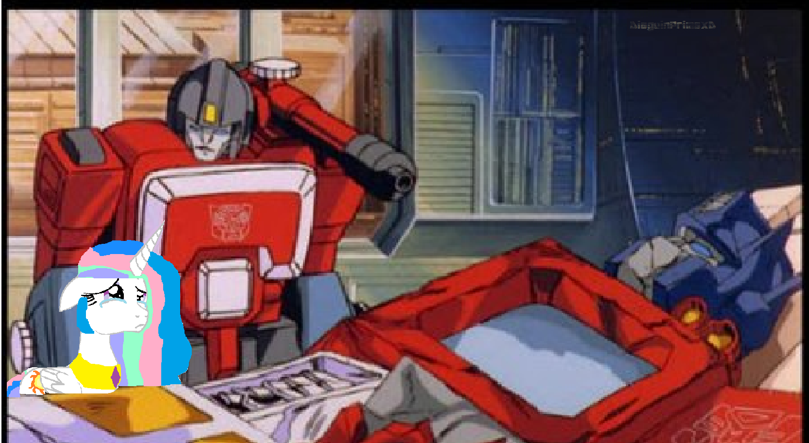 #472618 - safe, artist:dieguinprimexd, princess celestia, g4, death, optilestia, optimus prime ...