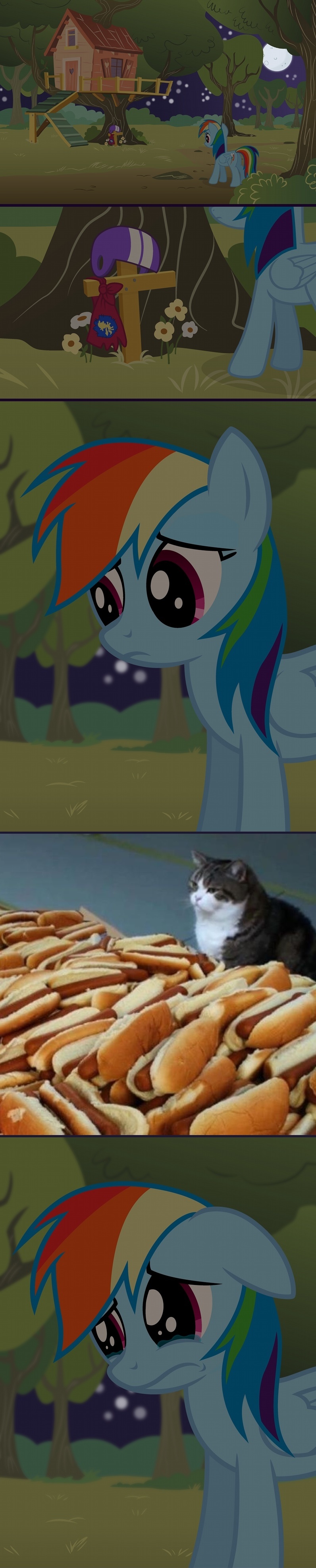 #474332 - safe, rainbow dash, scootaloo, comic, crying, grave, hot dog, sad - Derpibooru