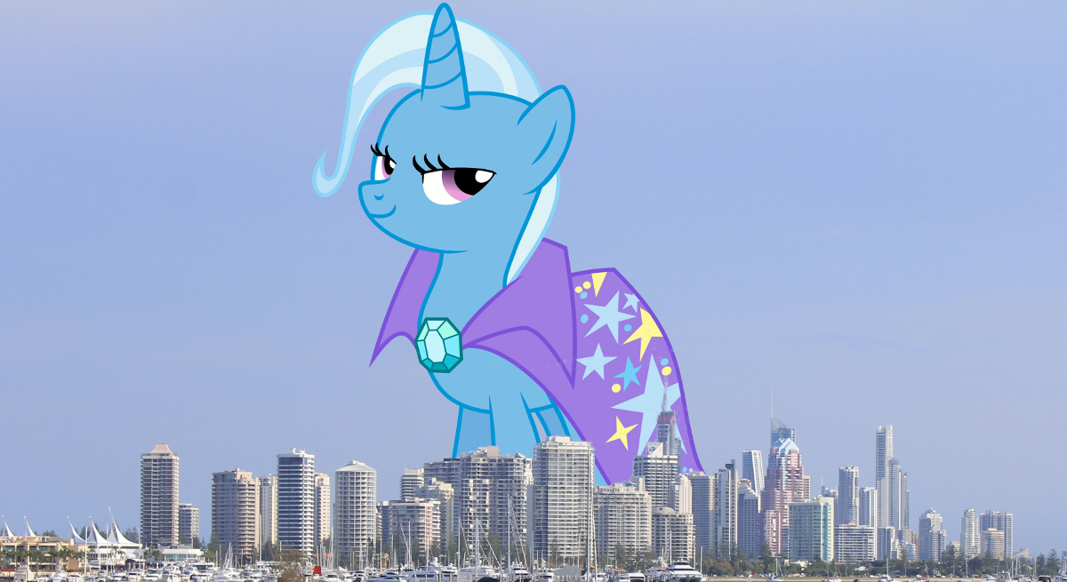 #478024 - safe, trixie, pony, unicorn, canada, city, female, giant pony ...