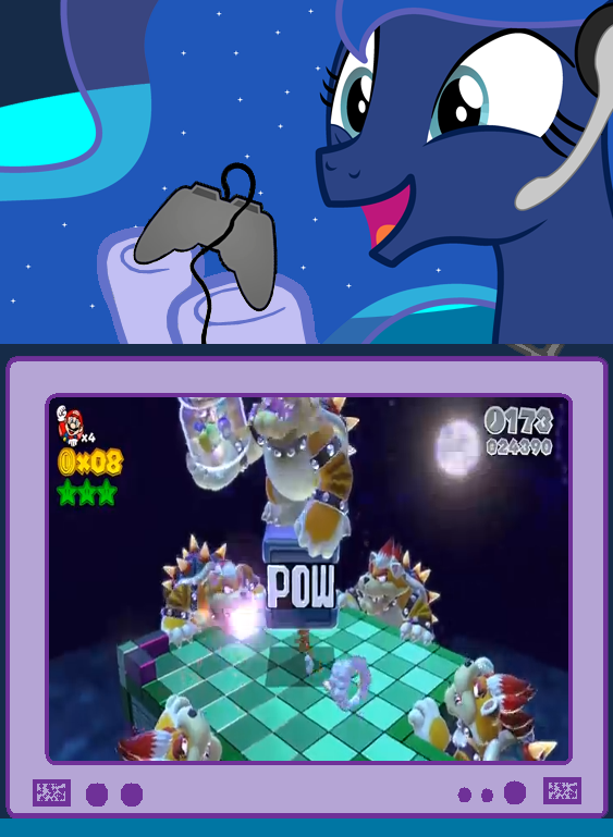 #485654 - safe, princess luna, gamer luna, bowser, cat mario, clone ...