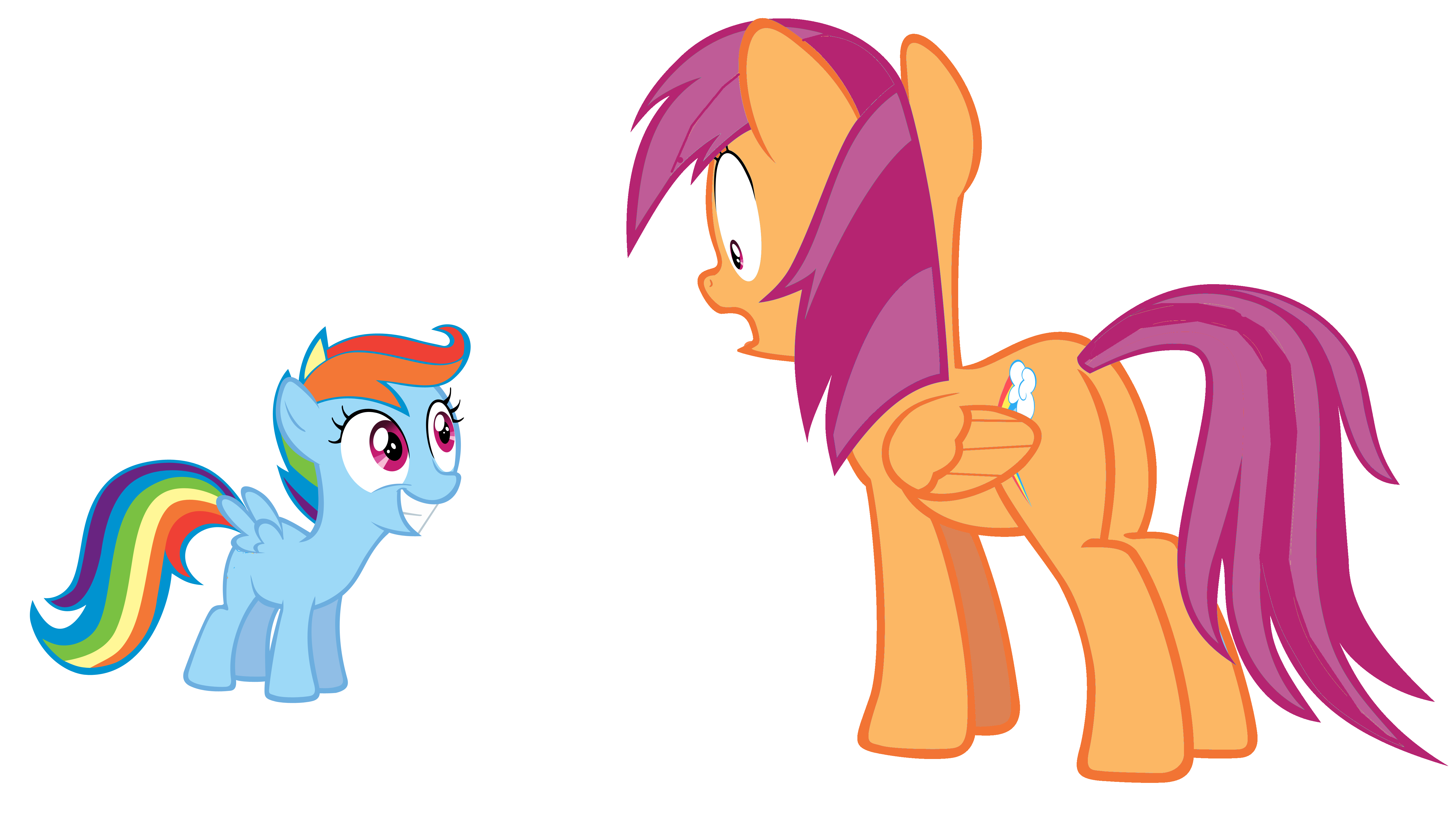 #487145 - safe, rainbow dash, scootaloo, age swap, palette swap, role ...