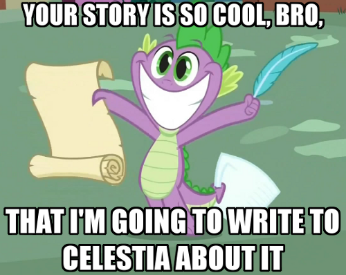 #494632 - safe, spike, cool story bro, image macro, male, meme ...