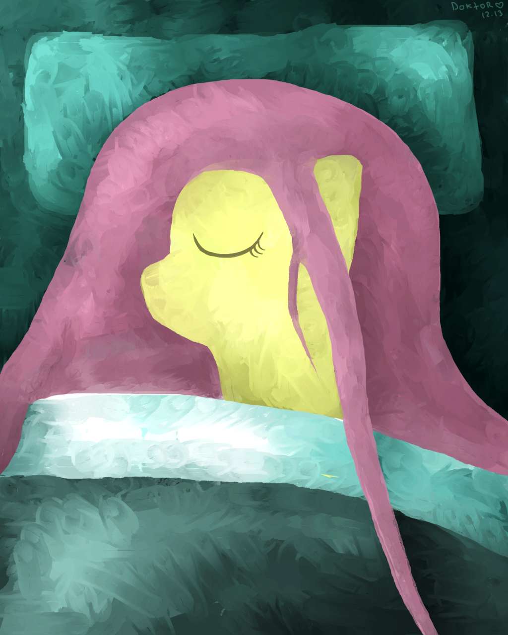 #495995 - safe, artist:mister_doktor, fluttershy, sleepy head, bed ...