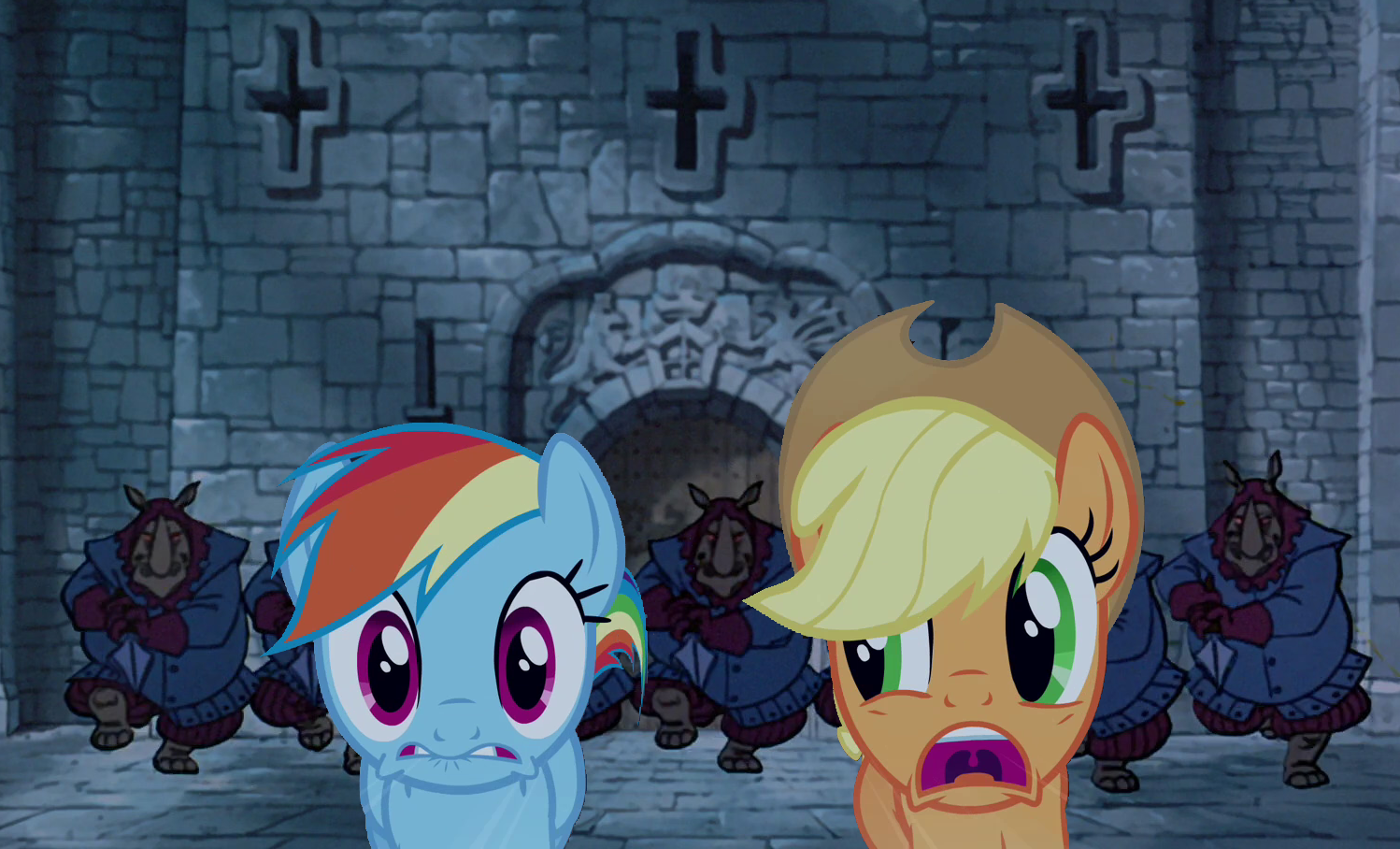 #496327 - safe, applejack, rainbow dash, rhinoceros, disney, rhino ...