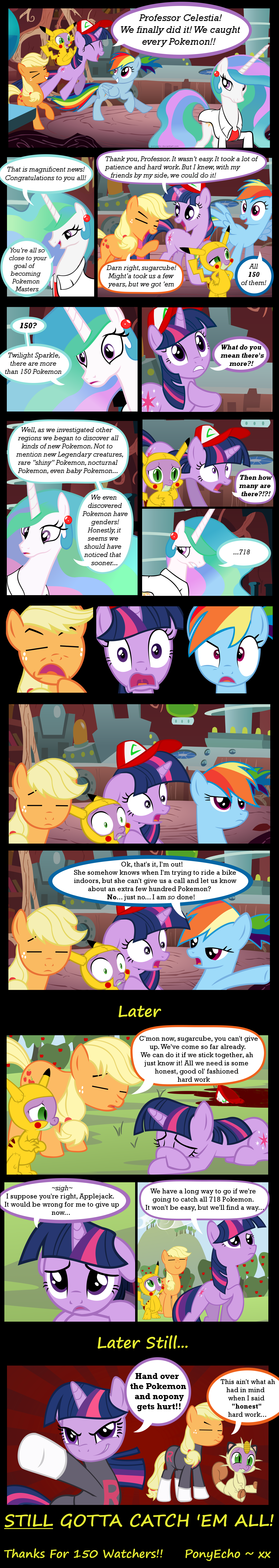 #501325 - safe, artist:ponyecho, applejack, princess celestia, rainbow ...