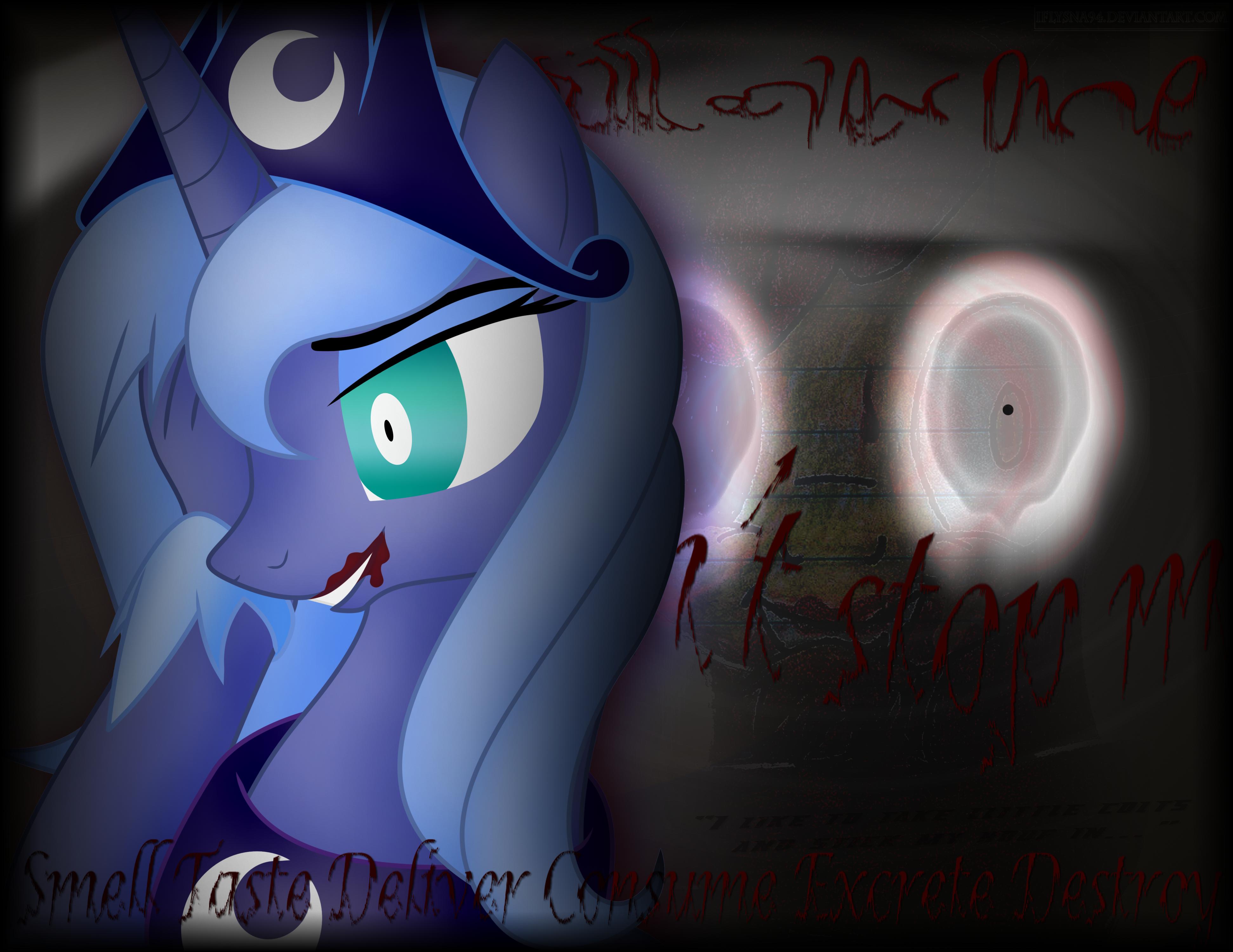 #506204 - grimdark, artist:iflysna94, princess luna, blood, high res ...