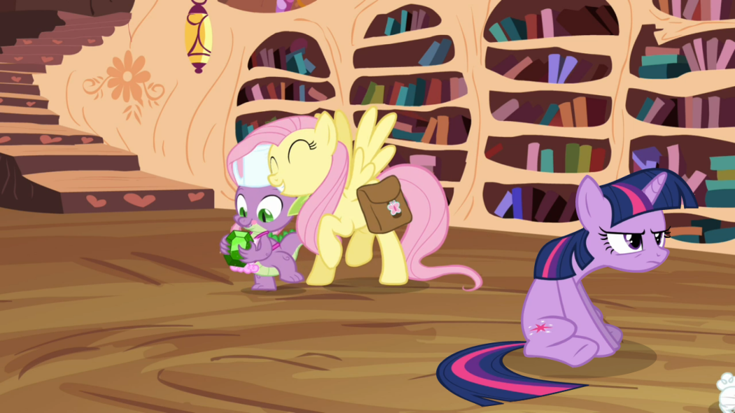 #510447 - safe, edit, fluttershy, spike, twilight sparkle, grumpy ...