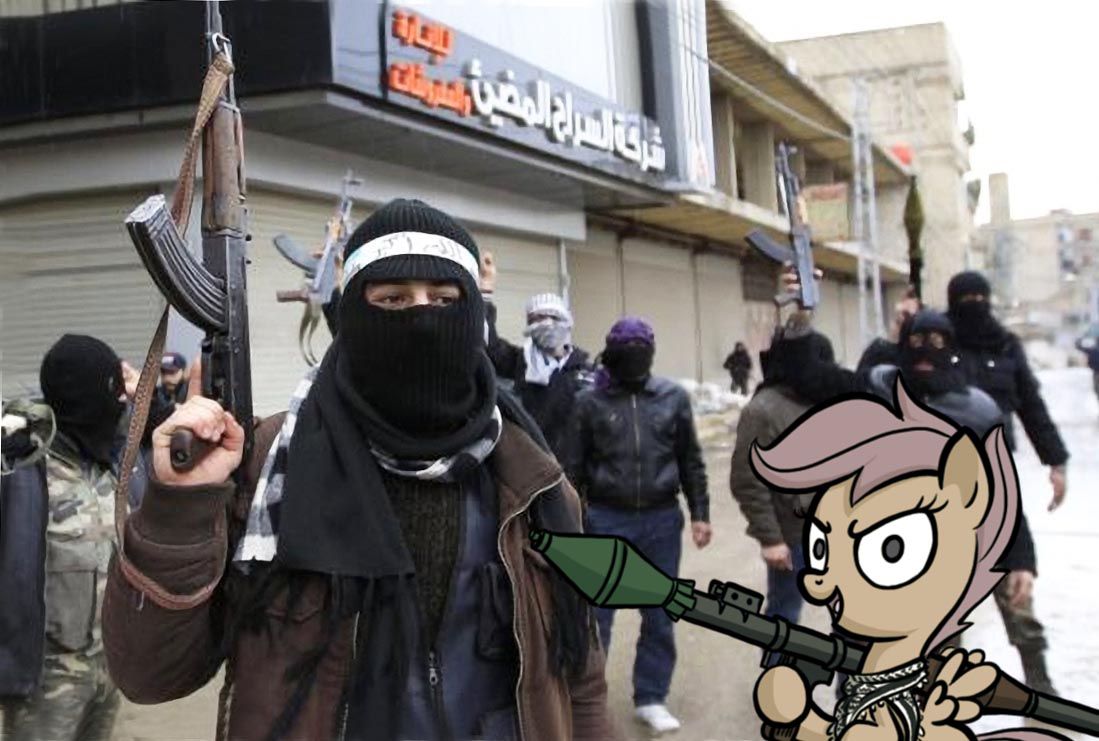 #244837 - grimdark, scootaloo, g4, afghanistan, civil war, gun, irl ...