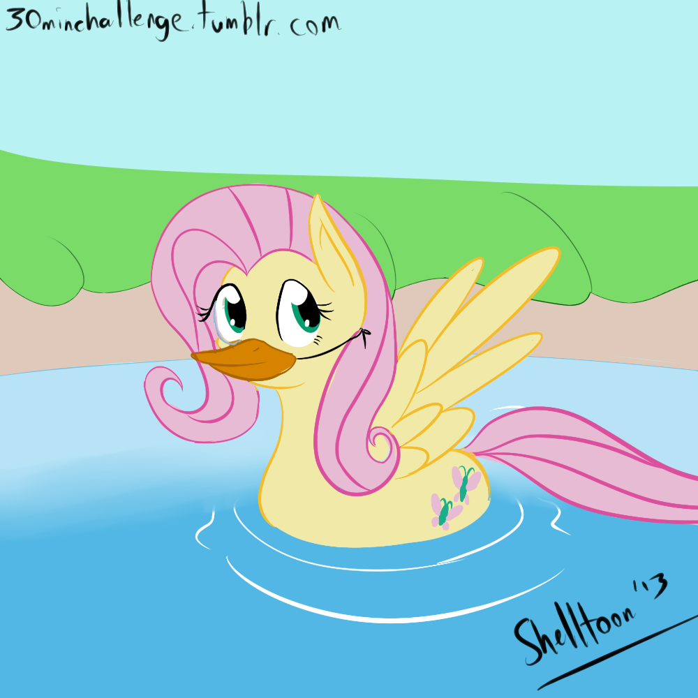 #250594 - safe, artist:shelltoon, fluttershy, duck pony, 30 minute art ...