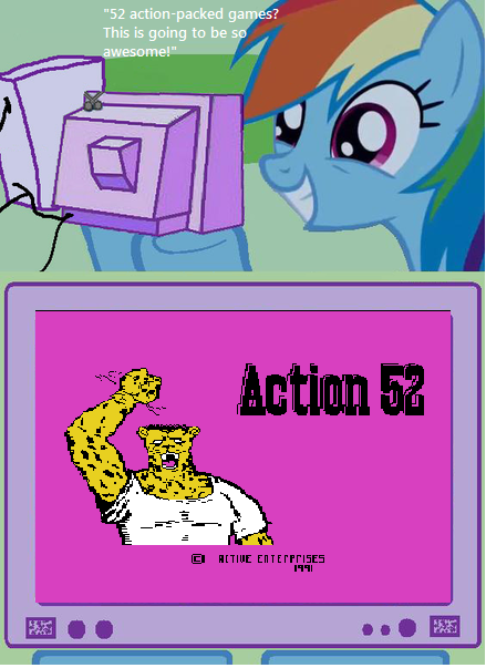 #269383 - safe, rainbow dash, action 52, cheetahmen, exploitable meme ...