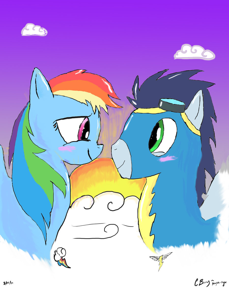 #273119 - safe, artist:peperoger, rainbow dash, soarin', blushing ...