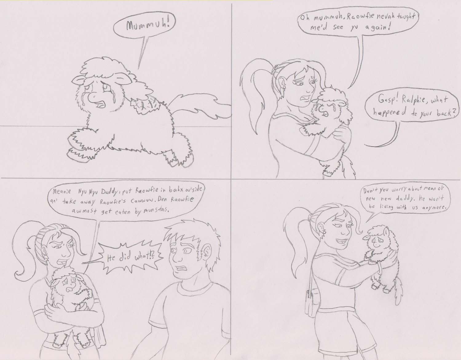 #275769 - safe, artist:santanon, fluffy pony, human, crying, ralphie ...