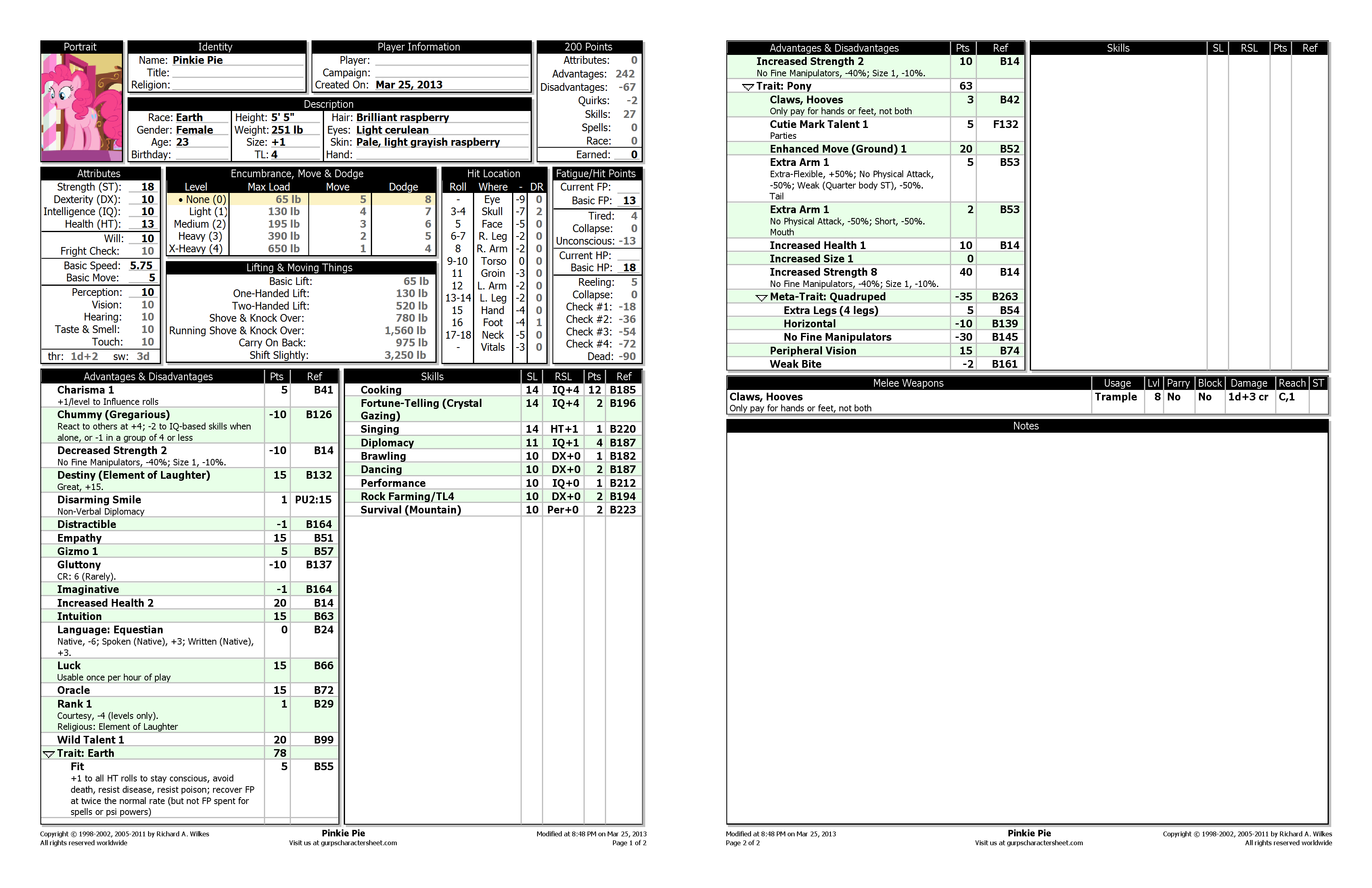 #279692 - safe, pinkie pie, gurps, reference sheet, tabletop game ...