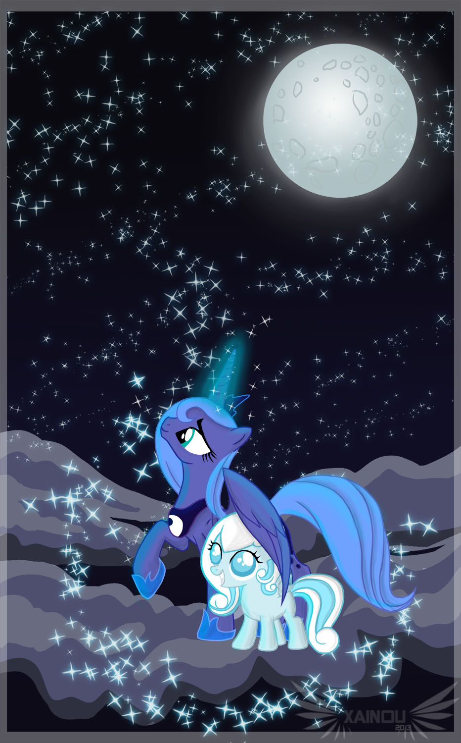 #284667 - safe, artist:flatterviech, princess luna, oc, oc:snowdrop ...