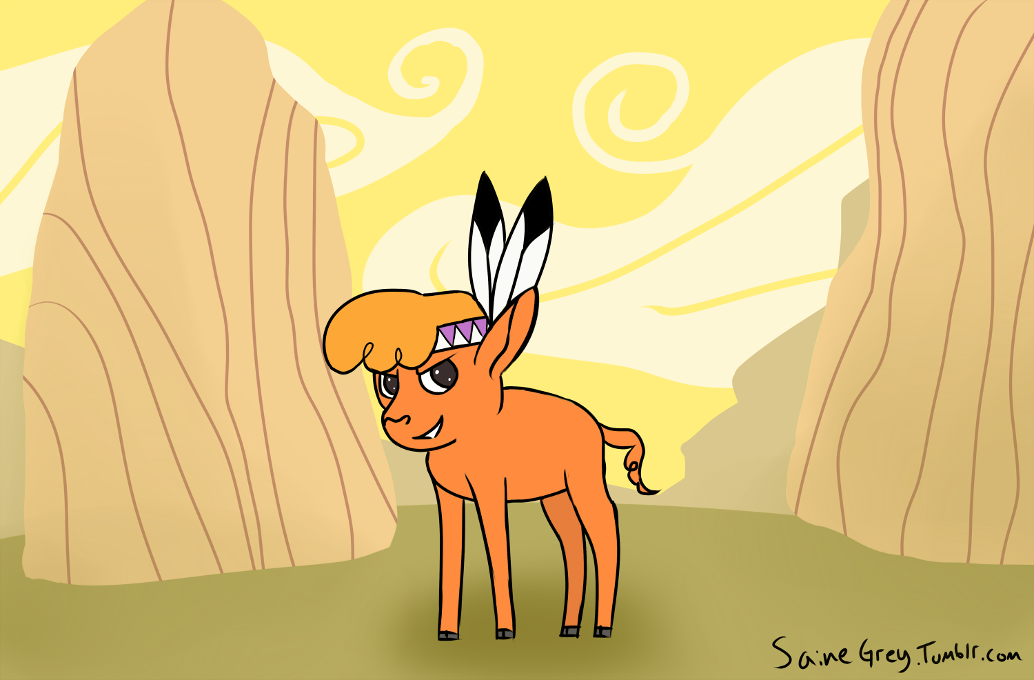 #318524 - safe, artist:saine grey, little strongheart, buffalo, female ...