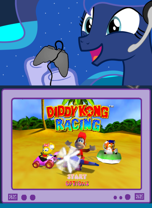 #338087 - safe, princess luna, gamer luna, diddy kong, diddy kong ...