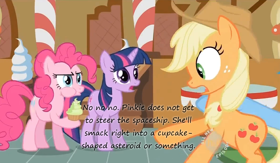 #353006 - safe, applejack, pinkie pie, twilight sparkle, asteroid ...