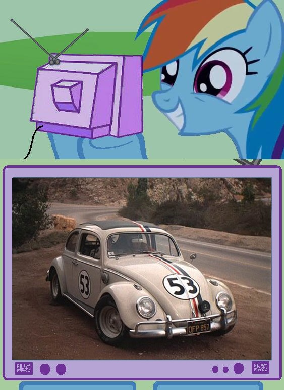 #362202 - safe, rainbow dash, car, disney, exploitable meme, herbie ...