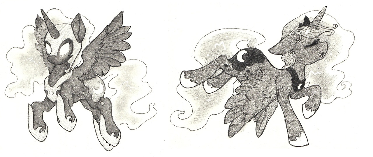 #364245 - artist:dimwitdog, duality, monochrome, nightmare moon ...