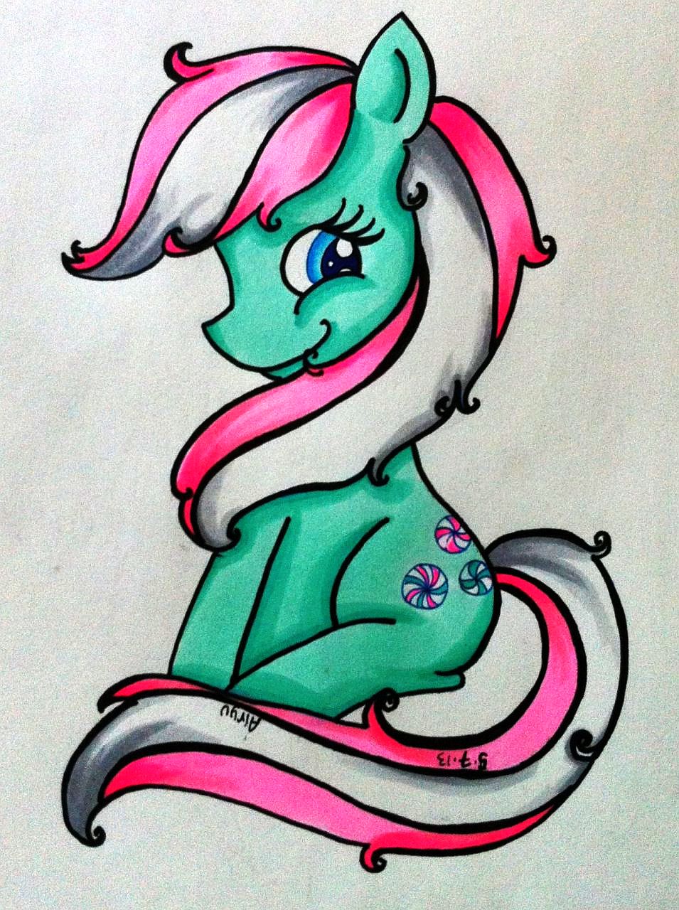 #368490 - safe, artist:airyu, minty, g3, female, g3 to g4, generation leap, solo, traditional ...