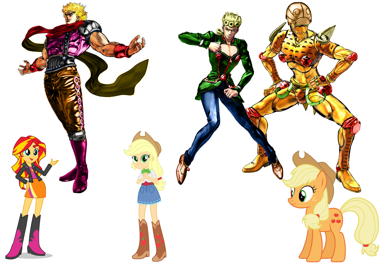 #399398 - safe, applejack, sunset shimmer, equestria girls, dio brando ...