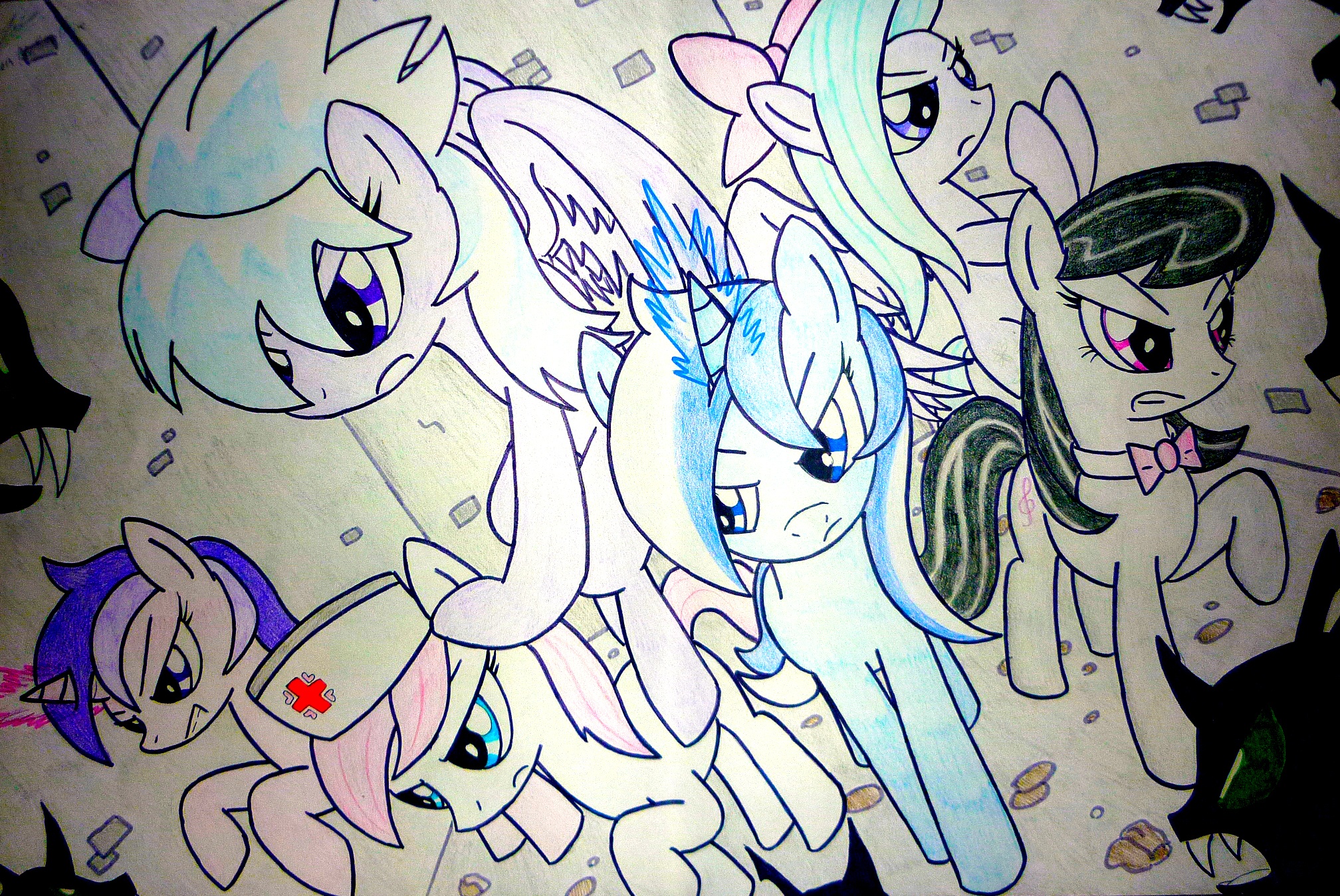 #405817 - safe, artist:bludraconoid, cloudchaser, flitter, minuette ...