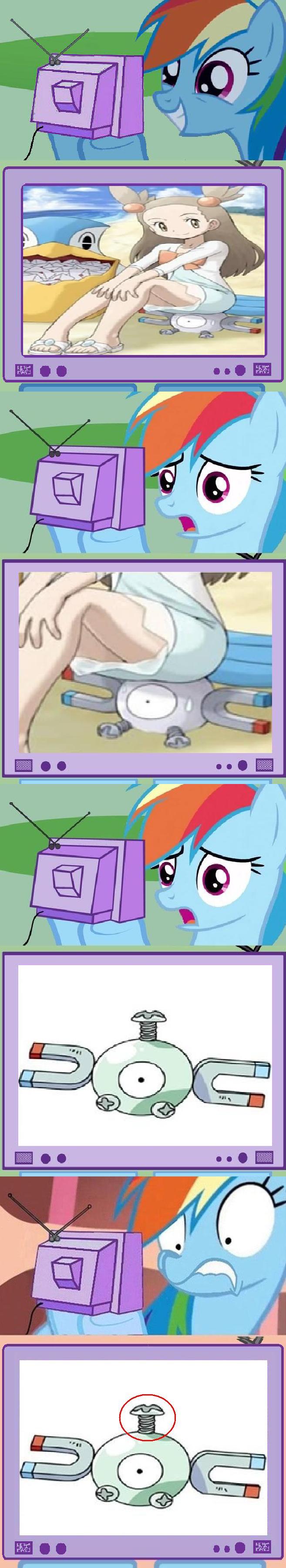 #411905 - suggestive, rainbow dash, magnemite, pegasus, pelipper, pony ...