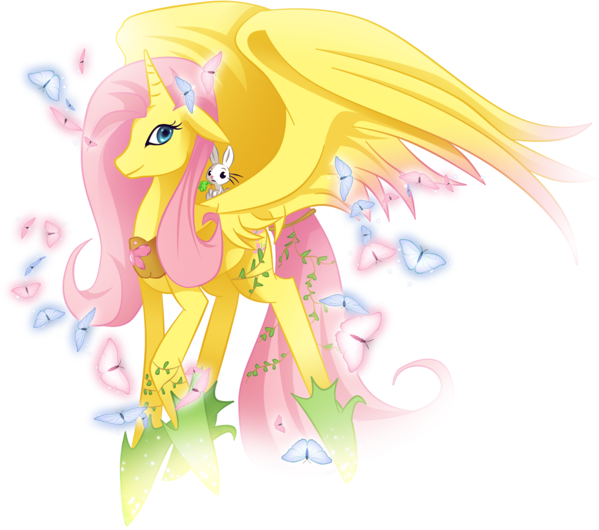 #413412 - safe, artist:mimipony, angel bunny, fluttershy, alicorn ...